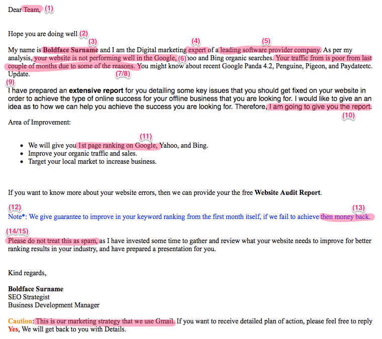 Annotated Content Marketing Message – Jamie Todd Rubin